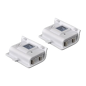 Rii Xbox one Battery Pack White 800mAH (2-Pack) Rechargeable NI-MH for Xbox One S/Xbox One X/Xbox One Elite Wire Charging Cable LED Indicator
