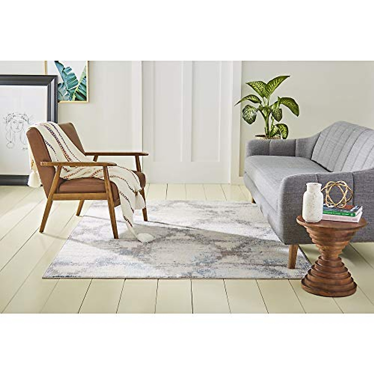 Home Dynamix Venice Cameo Contemporary Modern Abstract Area Rug 5'3"x7'3" Gray Blue