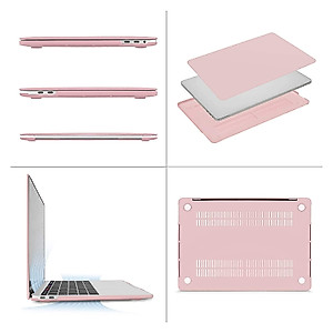 MOSISO Compatible with MacBook Pro 13 inch Case M2 2023, 2022, 2021-2016 A2338 M1 A2251 A2289 A2159 A1989 A1708 A1706, Plastic Hard Case&Bag&Keyboard Skin&Webcam Cover&Screen Protector, Rose Quartz