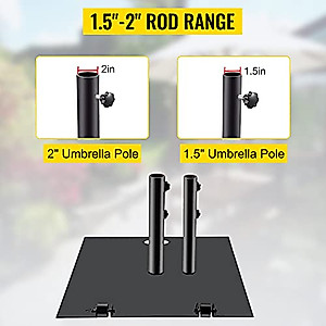 VEVOR, 24" Square Heavy Duty, 39lbs Holder Stand, Cast Iron 1.5-2" Pole Market Umbrella Base with 14" Height Pipe for Yard/Garden/Deck, Black