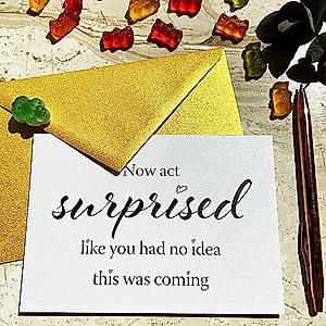 Now Act Surprised Like You Had No Idea Wedding Card, Will You Be My Bridesmaid, Matron of Honor, Maid of Honor, Flower Girl, Bridesmaid Proposal Card with Golden Envelope (Act Surprised (1 card))