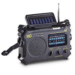 HQ ISSUE Dynamo Emergency Radio Hand Crank Solar Portable W/AM FM, NOAA Weather Alert, Shortwave, & Flashlight, Black