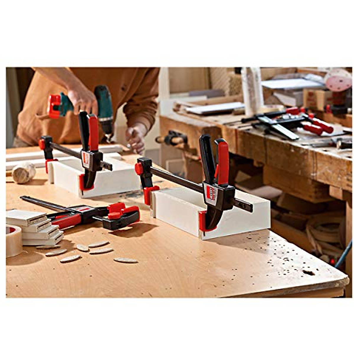 BESSEY EZS Series 6 in Trigger Style Clamp, EZS15-8 - 445 lb Clamping Force - Fast Acting One Hand Woodworking Clamps for Wood working, Carpentry, Home Improvement, DIY, Construction Projects
