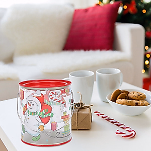 Cabilock 8pcs Portable Cylinder Airtight Cookie Container Candy Containers for Cookie Containers for Giving Christmas Empty Tin Holiday Cookie Box Metal Christmas Jar Seal