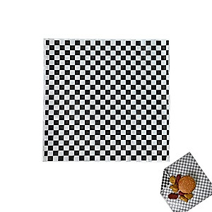 100 Sheets Black and White Checkered Dry Waxed Deli Paper Sheets, Grease Resistant Checkered ,Checkered Paper ,Deli Liner ,Checkered Paper Liners ,Checkered Basket Liners/Deli Paper (11.5''x11.5'')