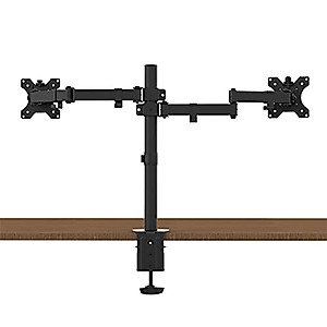 Stand Up Desk Store Convertible Clamp-On Laptop and Monitor Stand/Dual Monitor Mount (Black, 13" to 32" Monitor, up to a 17" Laptop)
