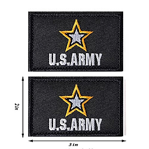 Harsgs 2PCS US Army Patches, Hook & Loop American Amry Tactical Patch Full Embroidery Military Badge Patch for Caps Bags Vests Military Uniforms