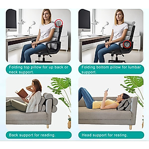 GIVANLEE Back Support Pillow for Office Chair,Computer/Desk Chair/Couch,Lumbar Support Pillow Adjustable for Chair,Patented 6-fold semi-circular Back Cushion Hanging on Office Chair,Soft