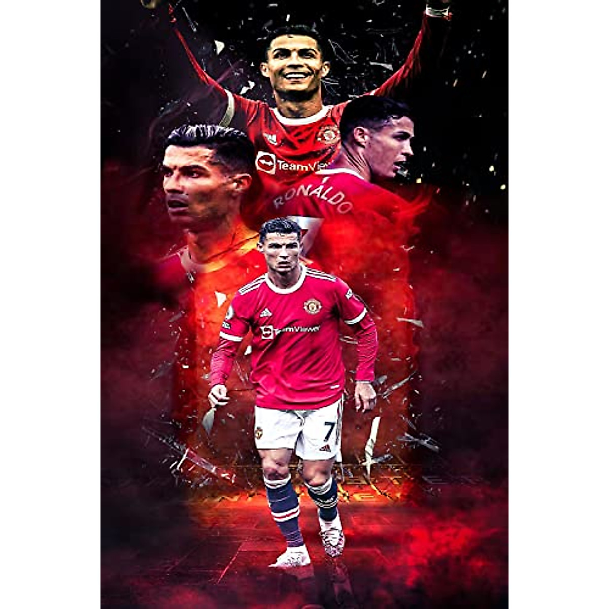 Cristiano Ronaldo CR7 Poster Wall Art Print,Football Sports Decor Superstar Quote Poster,Inspirational Canvas Wall Art Motivational Artwork Modern Home Decor For Living Room,Office,Gym,Classroom Wall Decor,Gifts.(Unframed,16”X24”inches）.