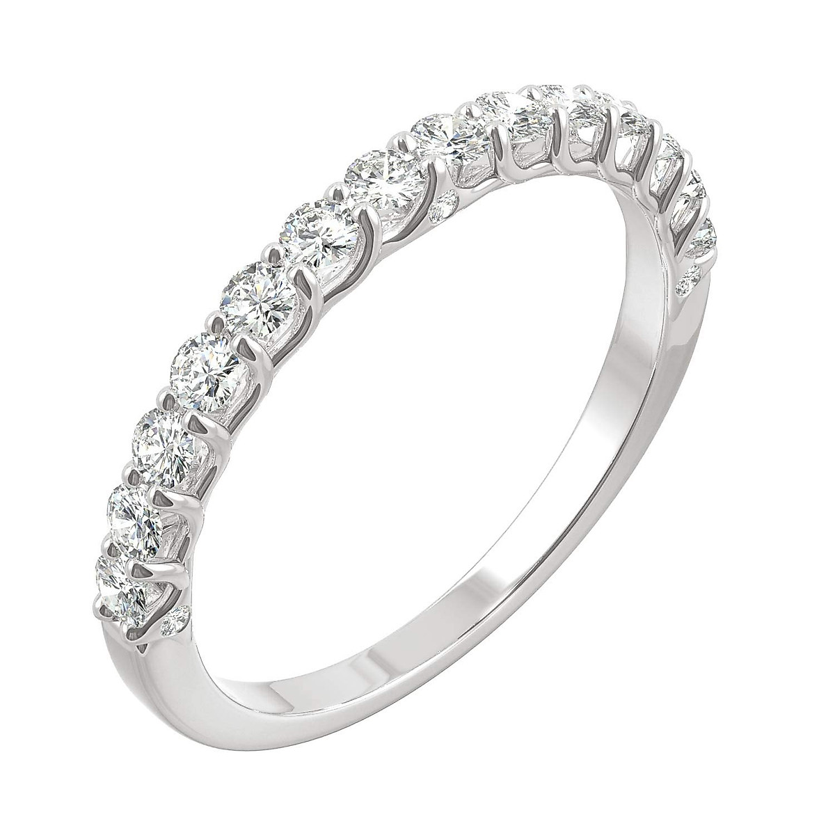 14K White Gold 2mm Round Moissanite Trellis Wedding Band-size 7 0.45cttw DEW by Charles & Colvard