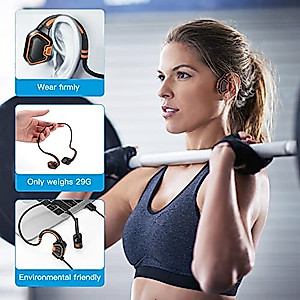 AOSMAN Swimming Headphones Underwater Waterproof Bone Conduction Bluetooth Headphones -Bluetooth 5.1 IP68 Waterproof with MP3 Play 16G Memory,Open Ear Wireless Sports Ultralight Headset (Orange)