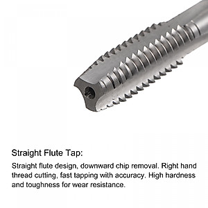 uxcell M8 x 1.5 Straight Flute Thread Tap and 6.5mm Twist Drill Bit Set, Metric Titanium Plated 6542 High Speed Steel Machine Screw Thread Tap Threading Drilling Tool