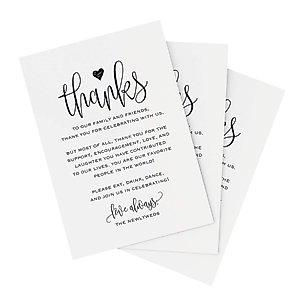 Bliss Collections Thank You Postcards, Heart Script, Cards for Weddings, Receptions, Baby or Bridal Showers, Birthdays, Graduations, Parties, Celebrations or Special Events, 4"x6" (50 Cards)