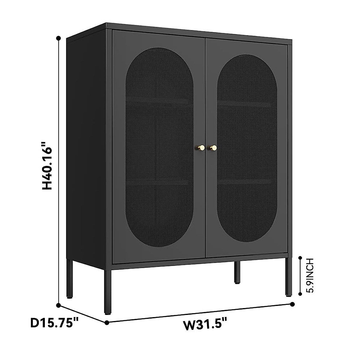 Fumedo 2 Mesh Door Metal Storage Cabinet for Bed Room,Living Room,Home,Hotel,Office,Garage,Kitchen,3-Tier,2 Removable Shelves (Mesh Door Cabinet, Black)