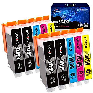 Uniwork Compatible Ink Cartridge Replacement for HP 564 564XL Replacement for Photosmart 6520 5520 4620 5510 C410a 6525 5514 OfficeJet 7510 4620 DeskJet 3522 Printer Tray (4BK/2C/2M/2Y) 10 Pack