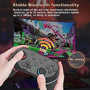 PSKONTORORA Switch Controller for Nin-tendo Switch/Switch Lite/Switch Oled, Switch Pro Controller with Programming Back Buttons Turbo Motion Vibration Screenshot【Upgraded】