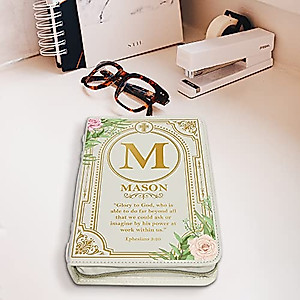 9.6x6.6 Inch Personalized Bible Cover, Custom Bible Cover – Personalized Leatherette Bible Cover and Carrying Case with Handle, Womens Bible Case - White Small (Design 1)
