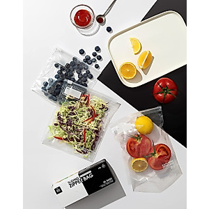 50 Slider Small Food Storage Bags, Expandable Bottom, Secure Slider Seal, BPA-Free, Easy Open On The Go for Snacks