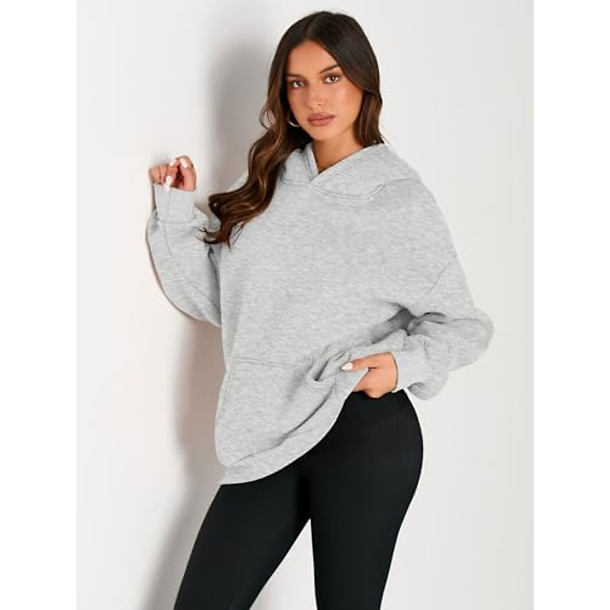 EFAN Oversized Sweatshirts Womens Hoodies Pullover Long Sleeve Fleece Sweaters With Pockets Fall Fashion Winter Clothes Outfits Y2k Teen Girls 2023 Grey