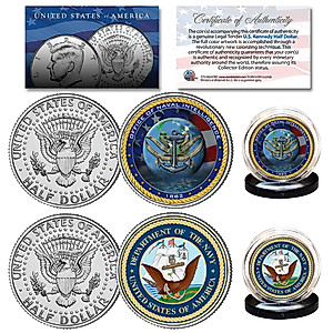 Navy & USN Intelligence Branch JFK Half Dollar Military 2-Coin U.S. Set