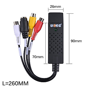 UCEC RCA to USB Converter, USB 2.0 Audio Video Capture Card Device for PC, Analog to Digital Video Converter, VHS VCR TV to DVD Converter Support Win 2000/ Win Xp/Win Vista/Win 7/ Win 8/ Win 10