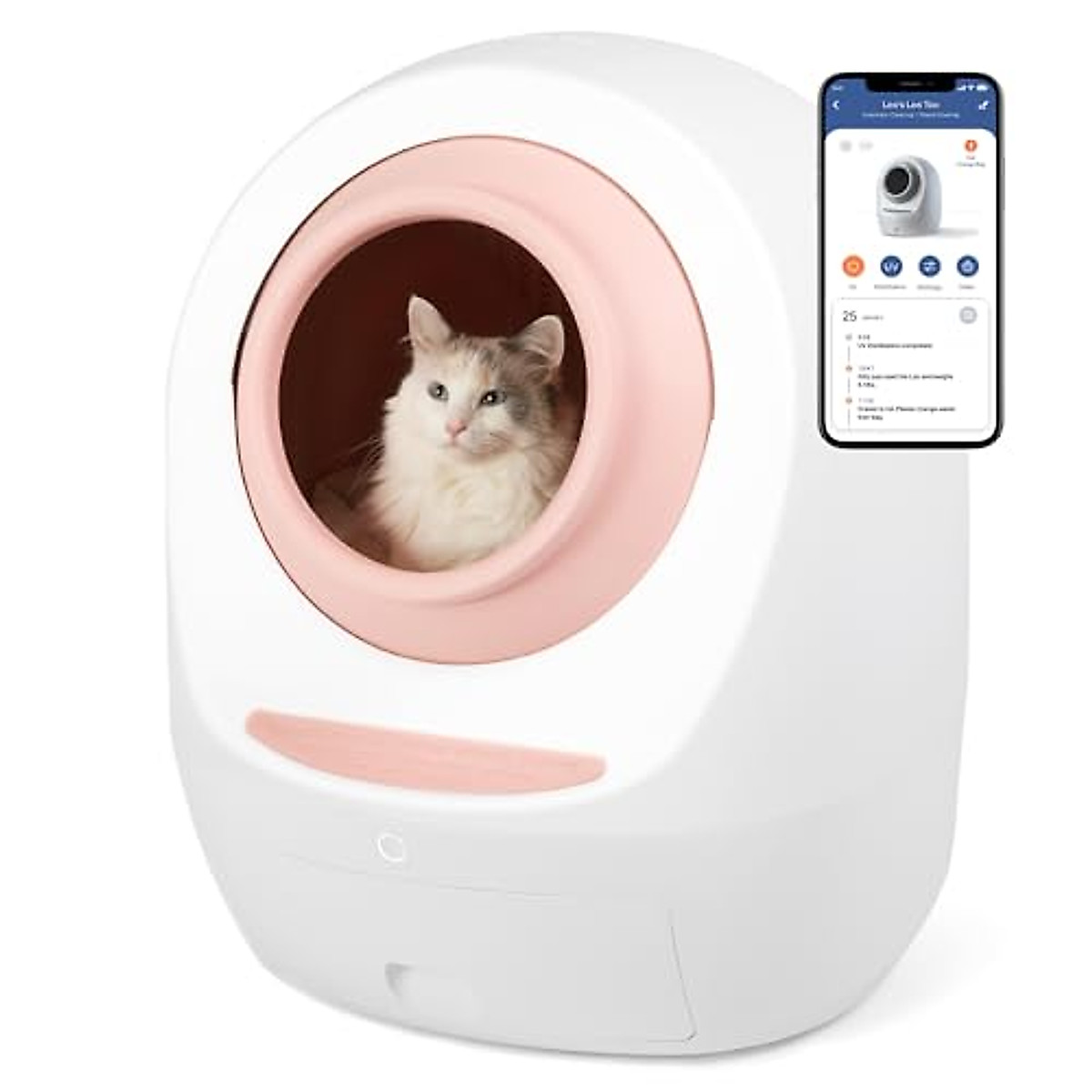 Casa Leo Loo Too Self-Cleaning Litter Box with Anti-Pinch Sensors, Odor Removal, Health Monitoring and Hands-Free App Control for Multiple Cats