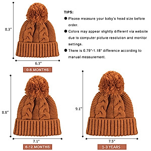 JANGANNSA Winter Knit Baby Hat Twist Warm Beanie for Boys Girls Infant Toddler Baby Beanie with Pompom (0-6 Months, Chocolate)