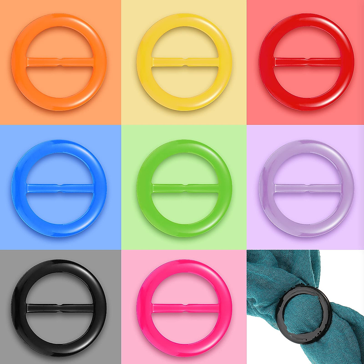 Boao 16 Pcs Shirt Clips for Women Tee Shirt Clips Scarf Clips 2 Inches 8 Colors (Rainbow Style)