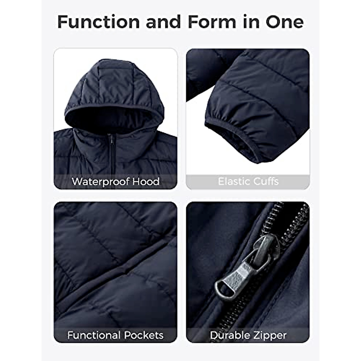 Wantdo Men's Big and Tall Puffer Jacket Long-Sleeve Lightweight Down Jacket Warm Winter Coat Navy 3X-Large Big