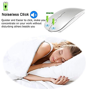 KLO Rechargeable Bluetooth Mouse for MacBook/MacBook air/Pro/iPad, Wireless Mouse for MacBook/Laptop/Notebook/iPad/Chromebook/pc(Silver)