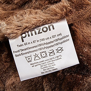 Amazon Brand – Pinzon Faux Fur Throw Blanket 63" x 87", Alpine Brown