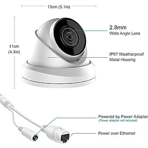 Real HD 4MP PoE IP Turret Dome Camera, 2.8mm Wide Angle, H.265, Support Firmware Upgrade, ONLY Compatible with Hik Vision NVR, NDAA Compliant