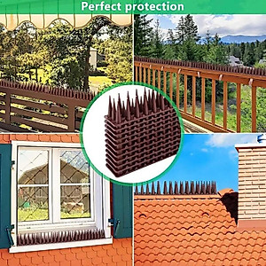 Lssfadccx Bird Spikes, Pigeon Outdoor Deterrent Device No More Bird Nests & Poop, Pigeon Spikes for Garden Fence Wall Railing Roof, 10cm/4inch Spikes (13.3 feet, Plastic)