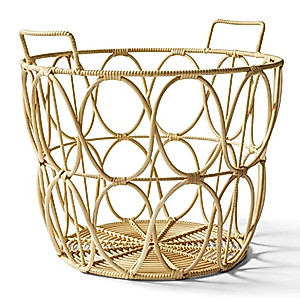 Large Natural Rattan Open Weave Round Basket - Easy to use