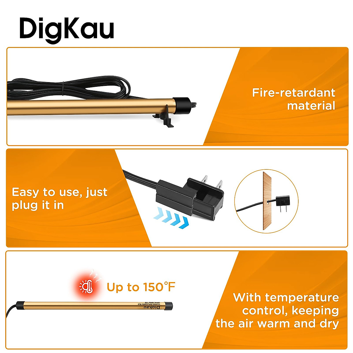 Gun Safe Dehumidifier Rod Golden Rod - High Power, Easy Installation Plug-in Dehumidifier, Superior Moisture, Keep Dry for Gun Safes,Cabinets, Closets (18 Inch)