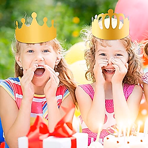 SIQUK 27 Pieces Paper Crowns Golden Birthday Crown Paper Party Crown Gold Paper King Crowns for Kids Adults