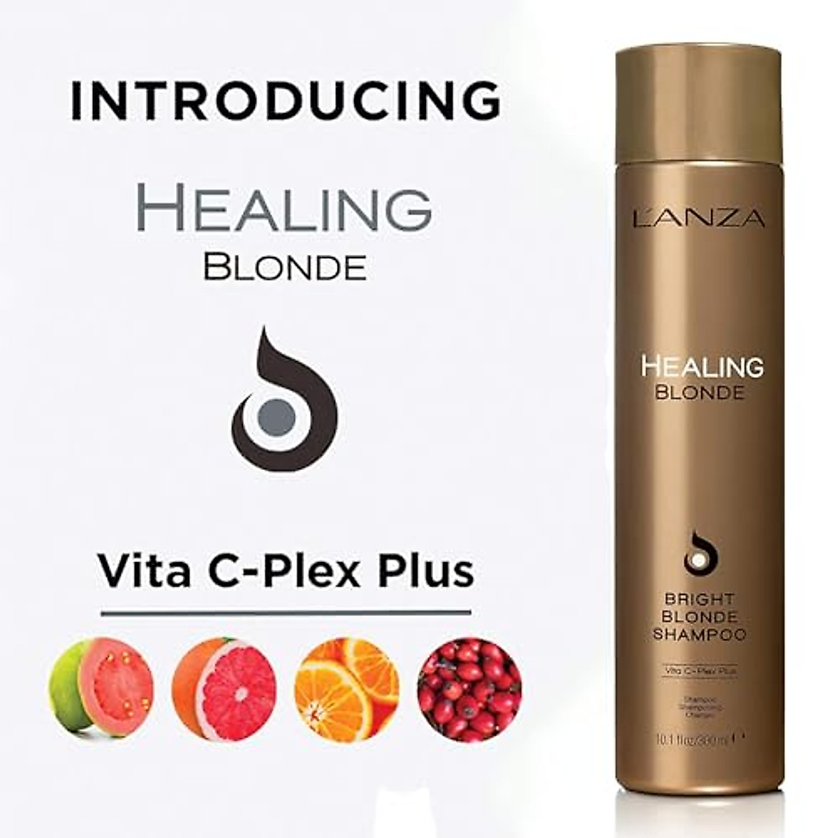L'ANZA Healing Blonde Bright Shampoo,Formulated for Natural &Decolourized Blonde Hair,Boosts Shine & Brightness while Healing with Sulfate-free,Paraben-free,Gluten-free Formula,10.10 Fl Oz(Pack of 1)