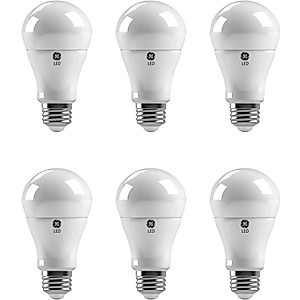 GE A19 LED Light Bulbs Dimmable, 40 Watt Equivalent, E26 Base, 3000K Warm White, 6W 480 Lumens, 120V, LED Lights for Bedroom Living Room, Kitchen and Home Office, 6 Packs, 69118