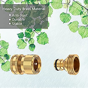 BoArt (6 Sets Garden Hose Quick Connector Set, Solid Brass 3/4 Inch Water Fitings Thread Easy Connect No-Leak Male Female