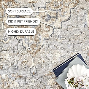 nuLOOM Vintage Medallion Thea Area Rug, 6' 7" x 9', Beige