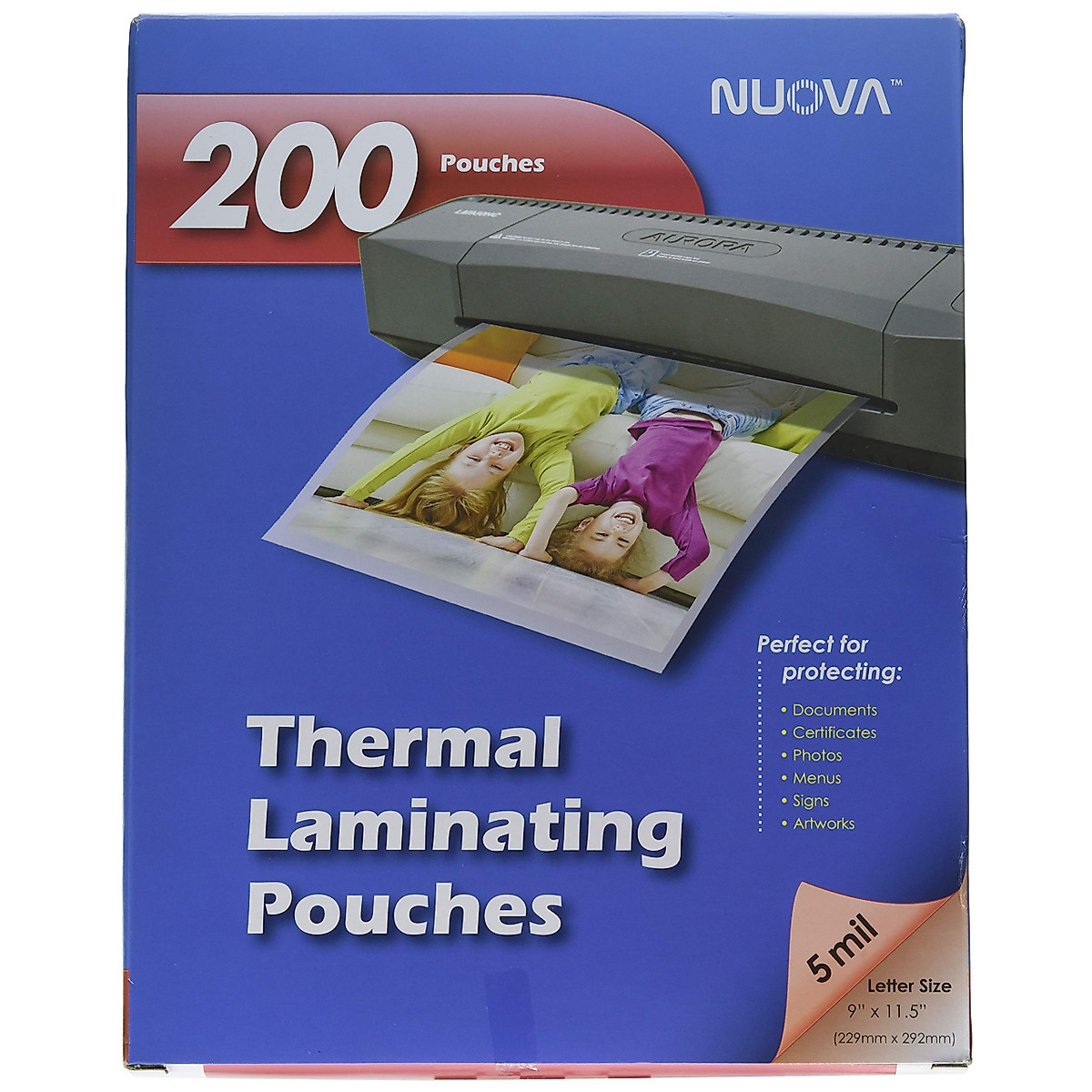 Nuova 200-Pack, 5 Mil Thermal Laminating Pouches 9 x 11.5 Inches, Letter Size (LP205H)