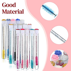 60 Pieces Disposable Mascara Wand Tube Set, 30 Diamond Empty Mascara Tube and 30 Crystal Eyelash Brush Spoolies Makeup Brush Eyebrow Applicator Tool for Lash Exention Supplies (Classic Style)