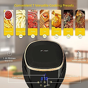 Mdjayo 4.4qt Air Fryer, Compact Oil Free Cooker, Smart Deep Airfryer Oven, 7-In-1 Digital LCD Touch Screen, Double Detachable & Dishwasher Safe Basket, Best Kitchen Accessories, Black