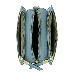 Pierre Cardin Light Blue Leather Small Structured Square Crossbody Bag for womens