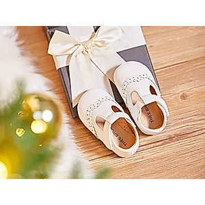 THEE BRON Unisex Baby Moccasins Leather Shoes Soft Sole Toddler Walker Sneakers(18-24 Months Infant, 8722White)