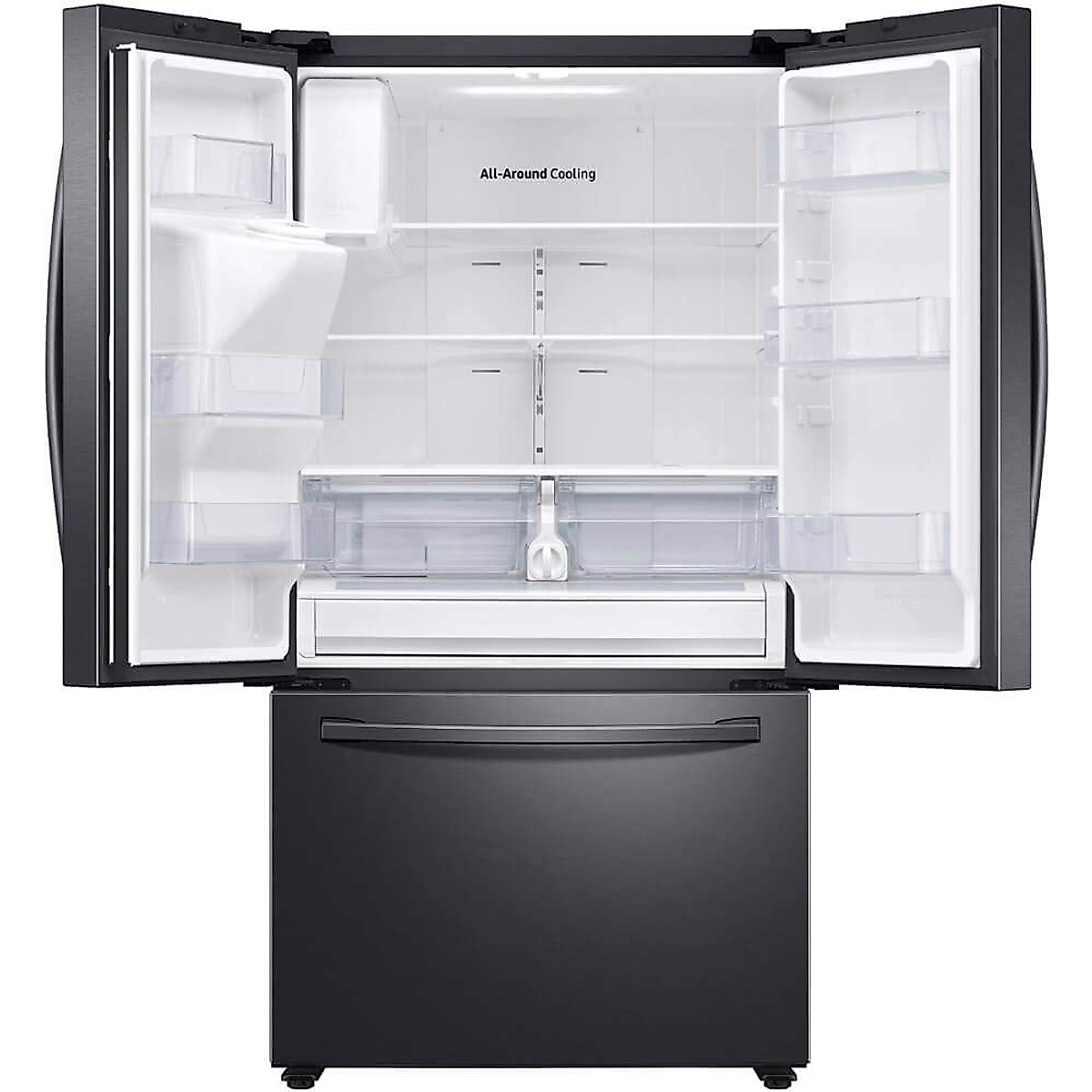 SAMSUNG RF27T5201SG 27 cu. ft. Large Capacity 3-Door French Door Refrigerator with External Water & Ice Dispenser in Black Stainless Steel