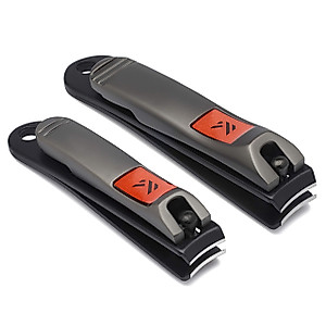 Nail Clippers Set for Men and Women, KLIPP Arched Zinc Alloy Nail Trimmers with Built In Fingernail Files on Non-Slip Levers – Trim and Shape Finger and Toe Nails with Travel Nail Care Kit