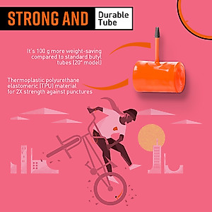 Tubolito Tubo-BMX TPU Inner Tube 20", 22”, and 24” Wheel Sizes | Fits Tire Widths 1.5" - 2.5" and 1 1/8" - 1 3/8" | Schrader & Presta Valve Options | Compatible with Rim & Disc Brakes