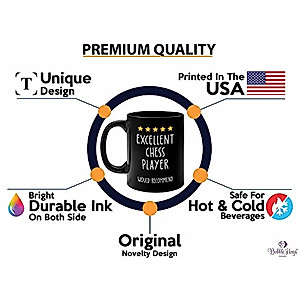 Funny Review Coffee Mug 11oz Black - Excellent Chess Player Would Recommend - Coworker Rating Work Bestie Sport Chess Player Smart Sports Nerd Geek