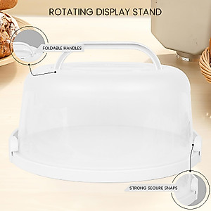 JOHOUSE Cake Carrier with Lid, White Round Cake Holder Cupcake Container with Dome for 11 Cupcakes 2 in 1 Portable Dessert Container for Cake Pie Muffin Cobbler